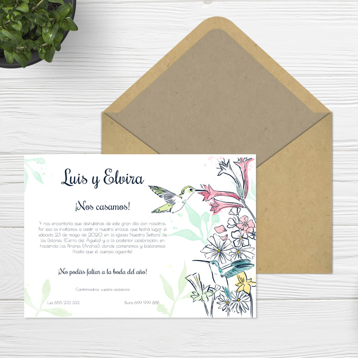 Invitaciones baratas | Invitación Colibrís | Wedding & Design